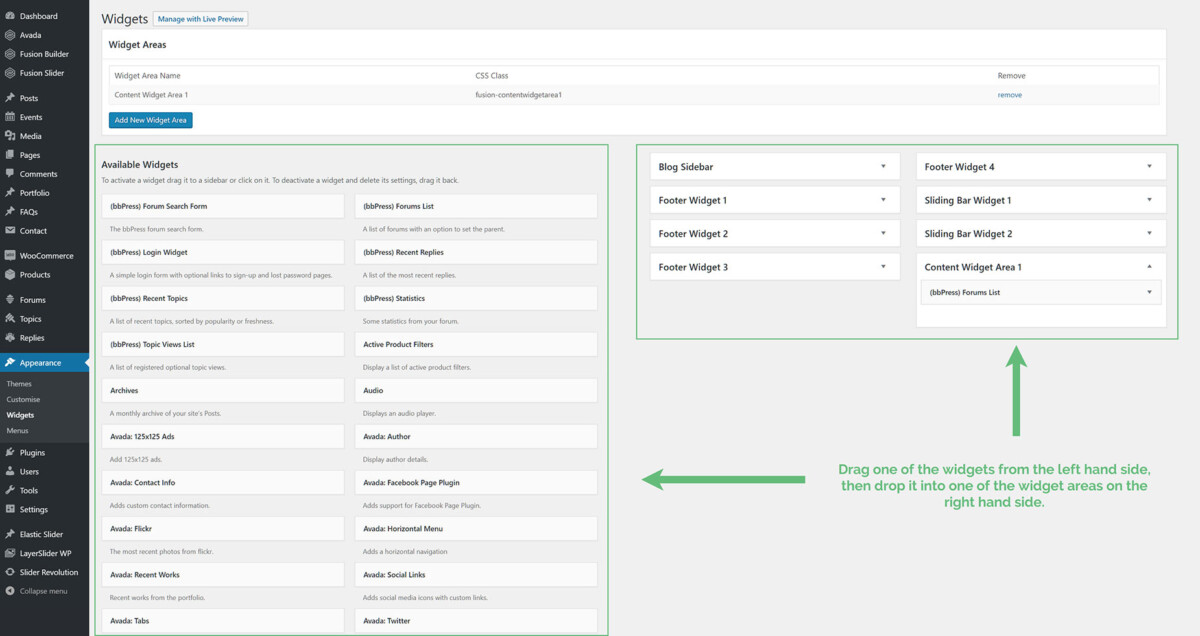 Adding Widgets To Widget Areas – Avada Website Builder