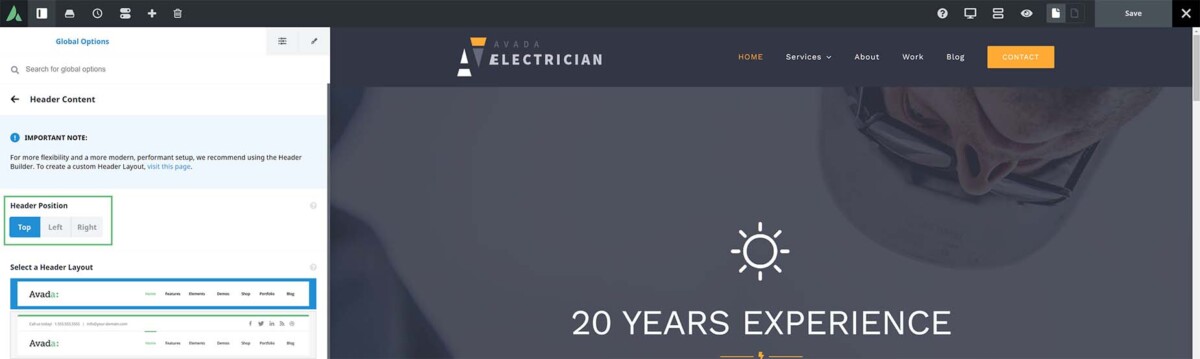 Global Headers Position And Transparency – Avada Website Builder