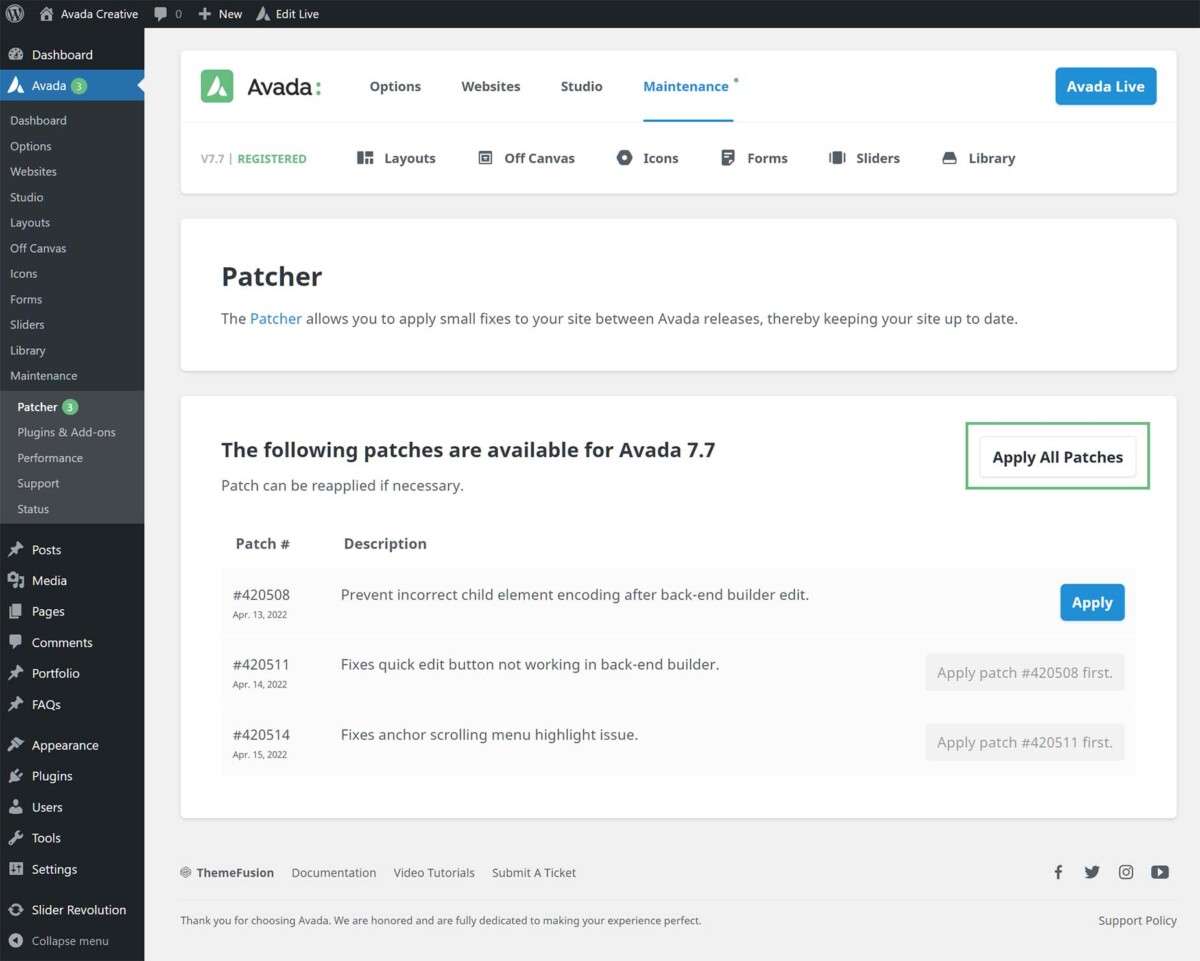The Avada Dashboard – Avada Website Builder