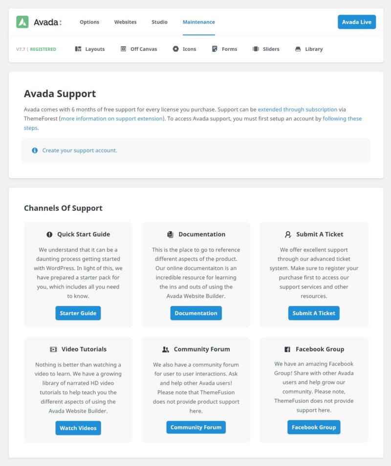 The Avada Dashboard – Avada Website Builder