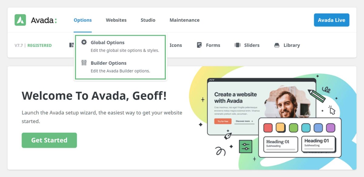 The Avada Dashboard – Avada Website Builder