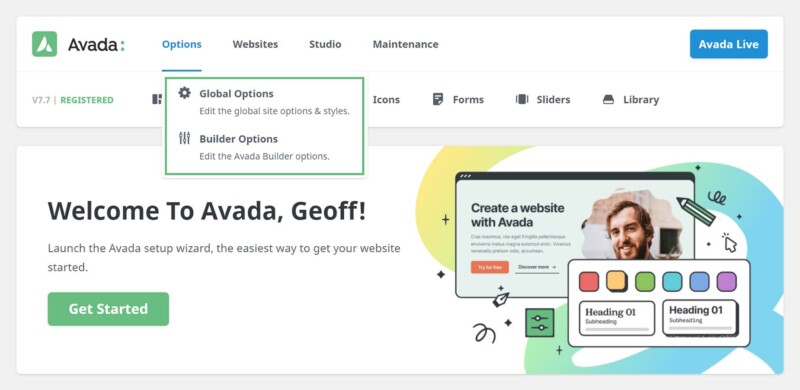 The Avada Dashboard – Avada Website Builder