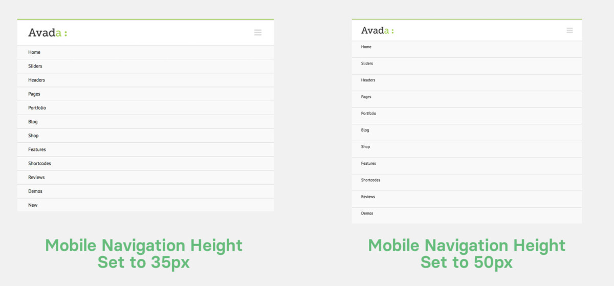 Menu Navigation Heights – Avada Website Builder