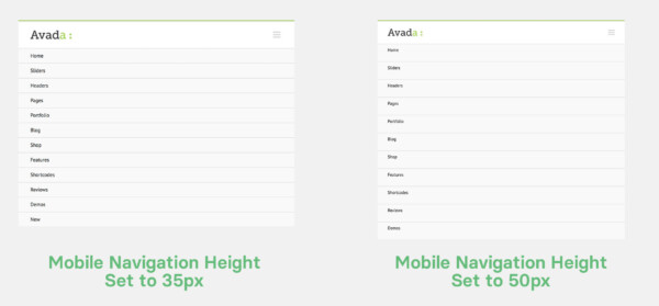 Menu Navigation Heights – Avada Website Builder