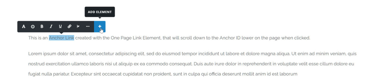 One Page Text Link Element – Avada Website Builder