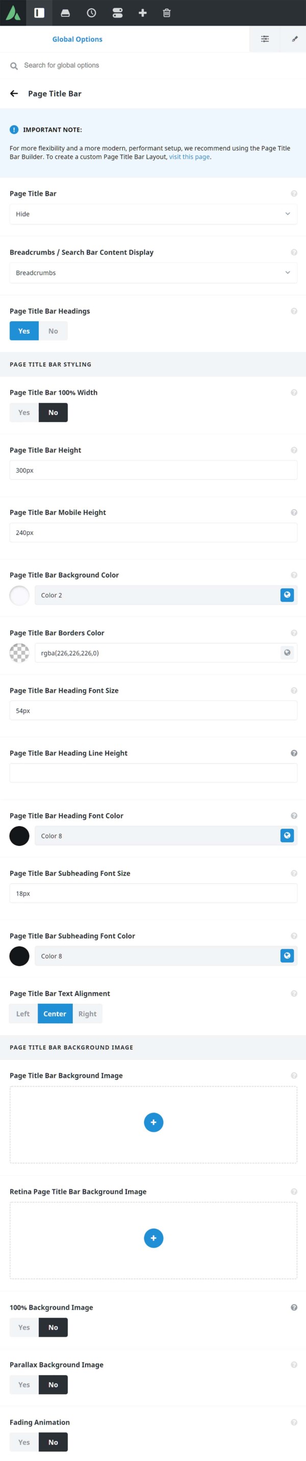 Page Title Bar Options – Avada Website Builder