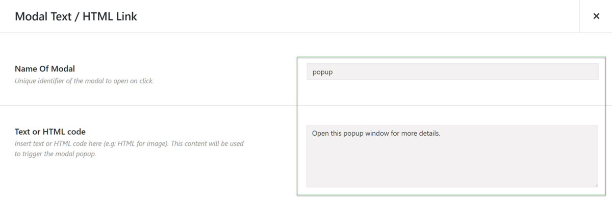 Modal Text / HTML Link Element – Avada Website Builder