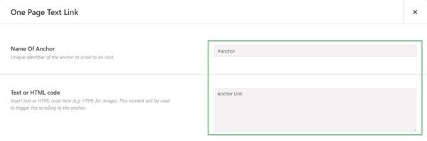 One Page Text Link Element – Avada Website Builder