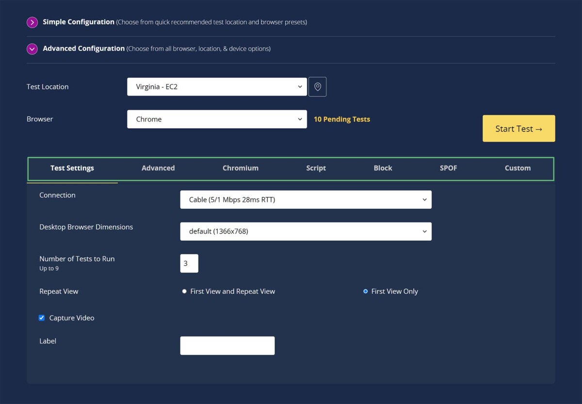 Performance Testing using WebPageTest – Avada Website Builder