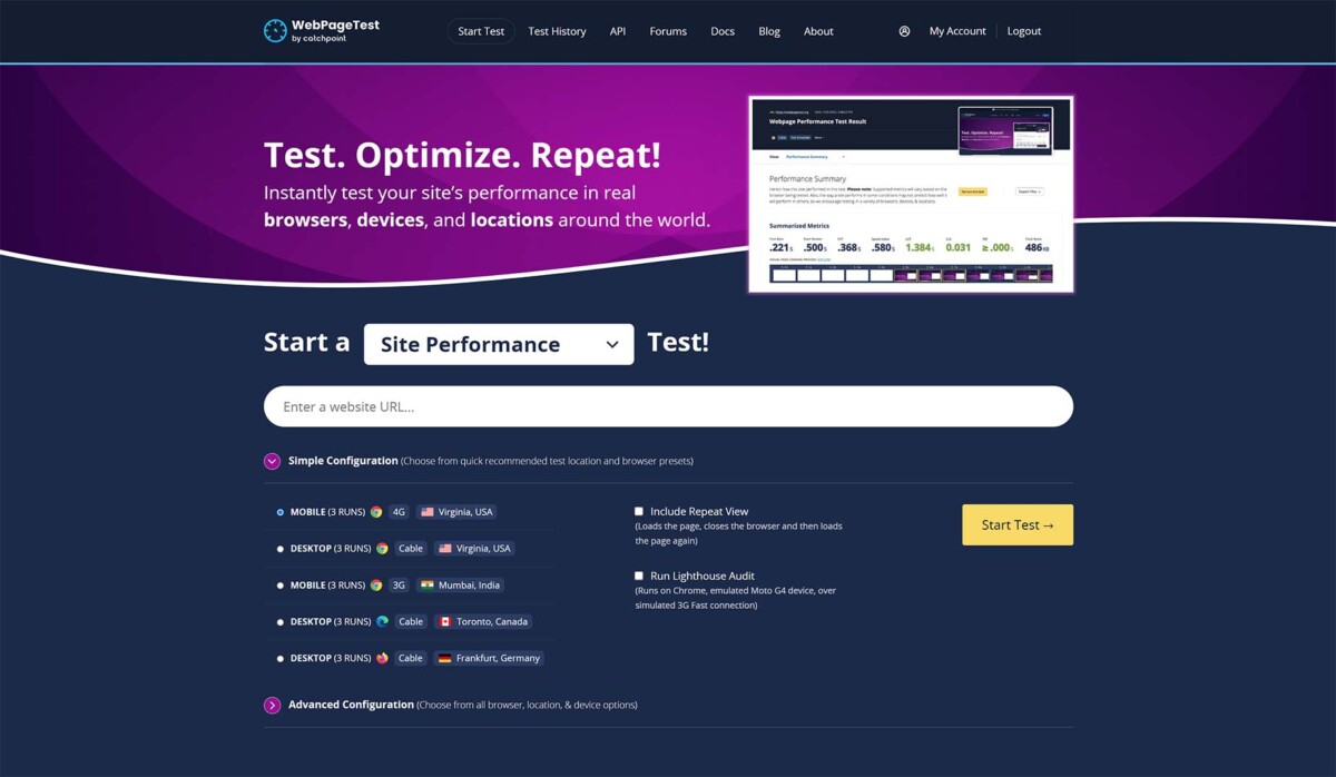 Performance Testing using WebPageTest – Avada Website Builder