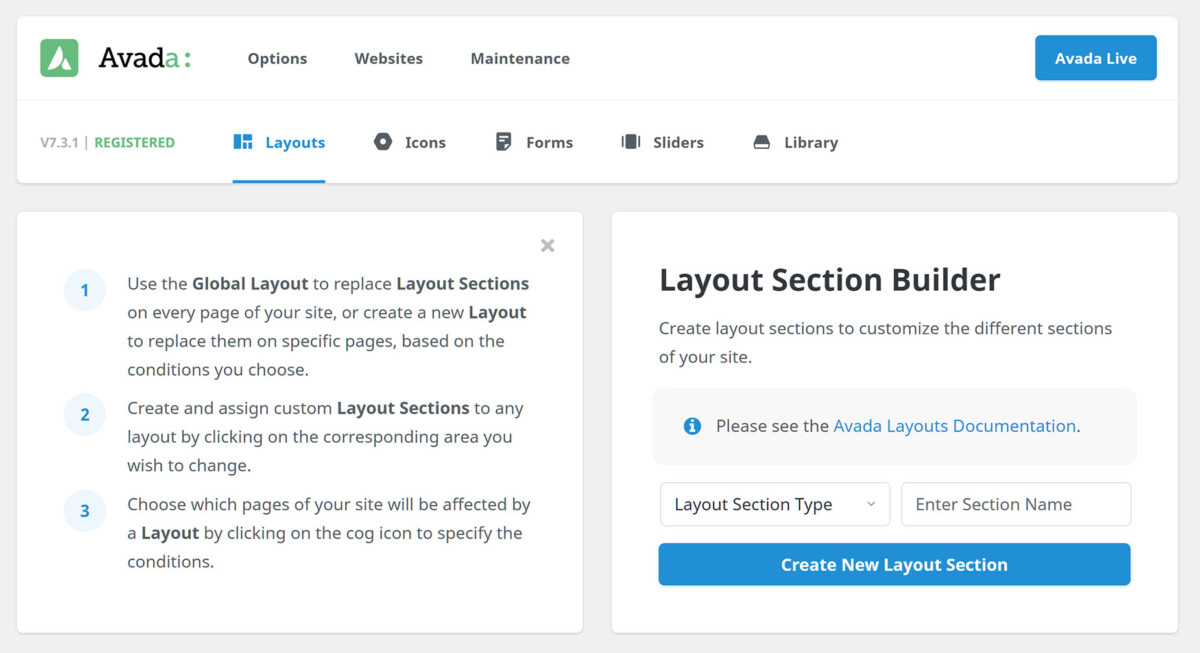 The Layout Section Builder – Avada Website Builder