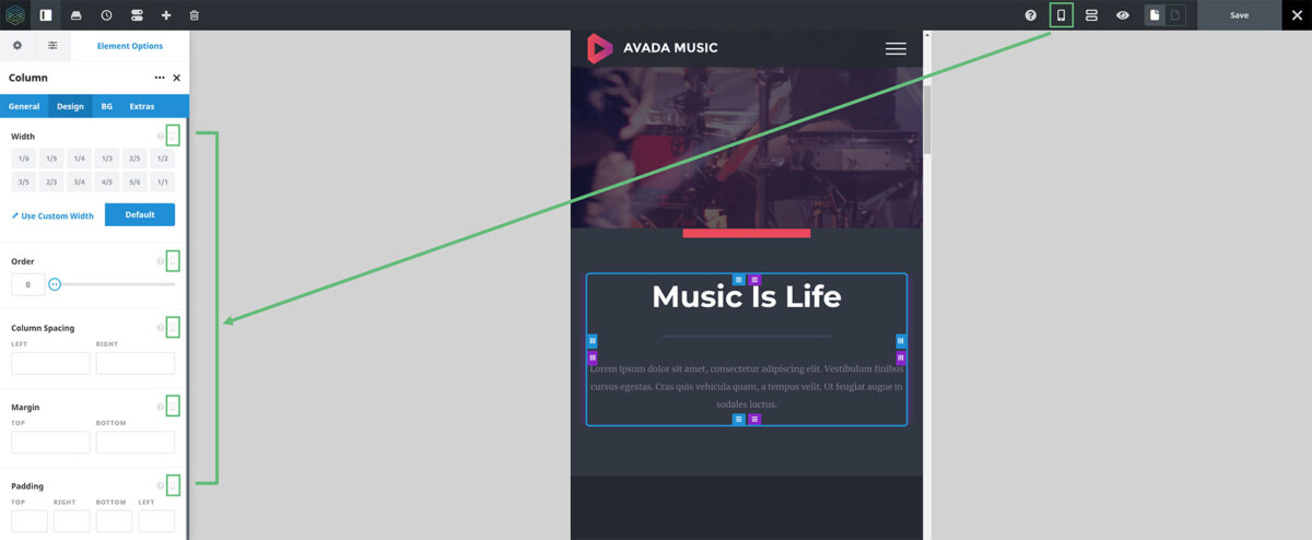 Column Size and Order for Responsive Design in Avada – Avada Website Builder