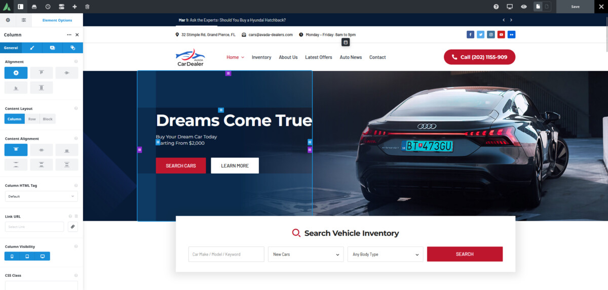 Avada Car Dealership: Deconstructing a Prebuilt Website – Avada Website ...