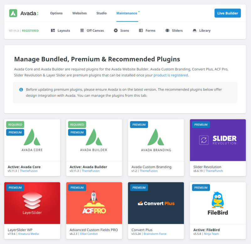 The Avada Dashboard – Avada Website Builder