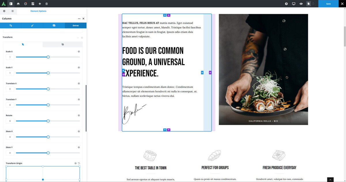 How To Use The Column Transform Options – Avada Website Builder