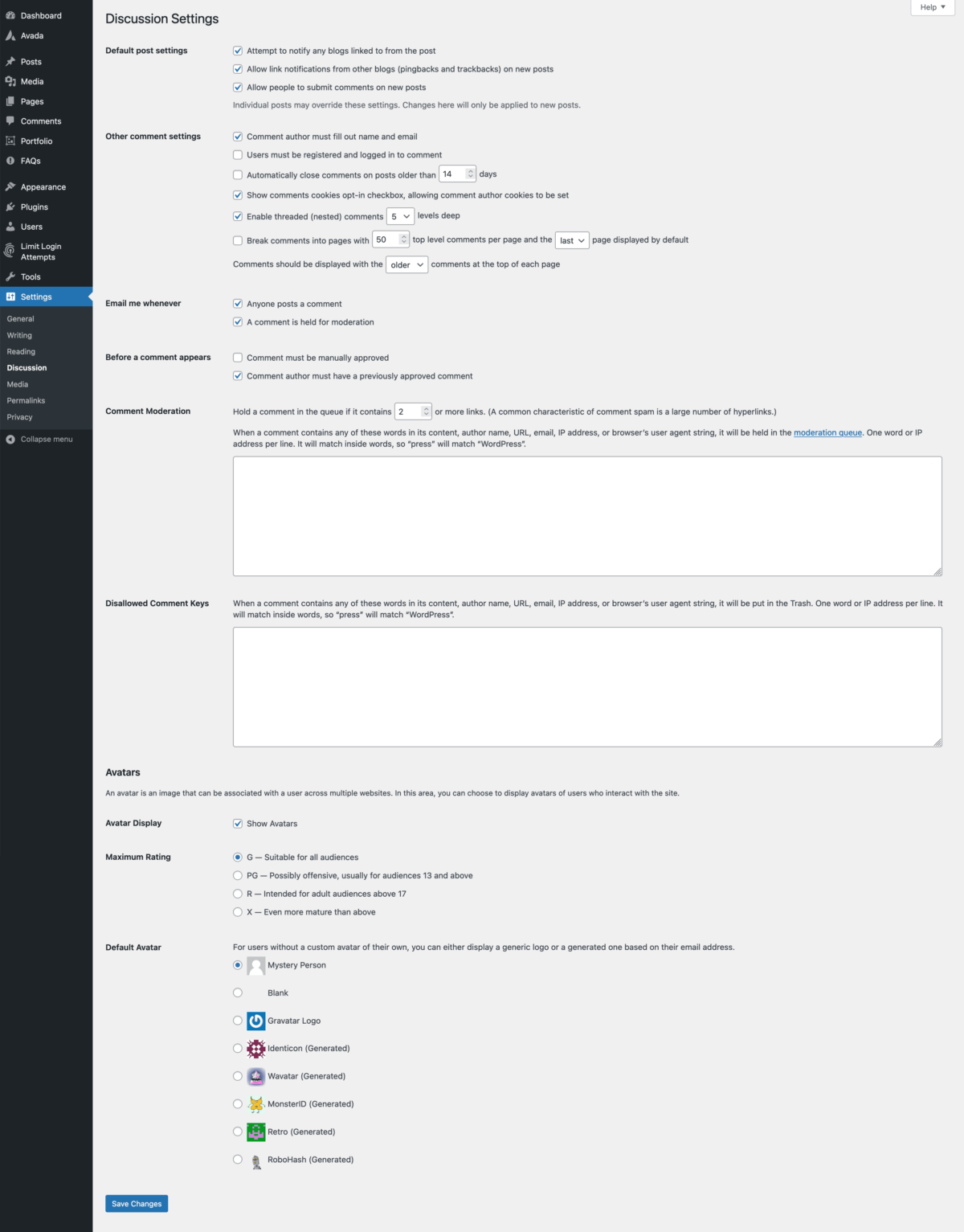 The WordPress Dashboard Settings Explained – Avada Website Builder